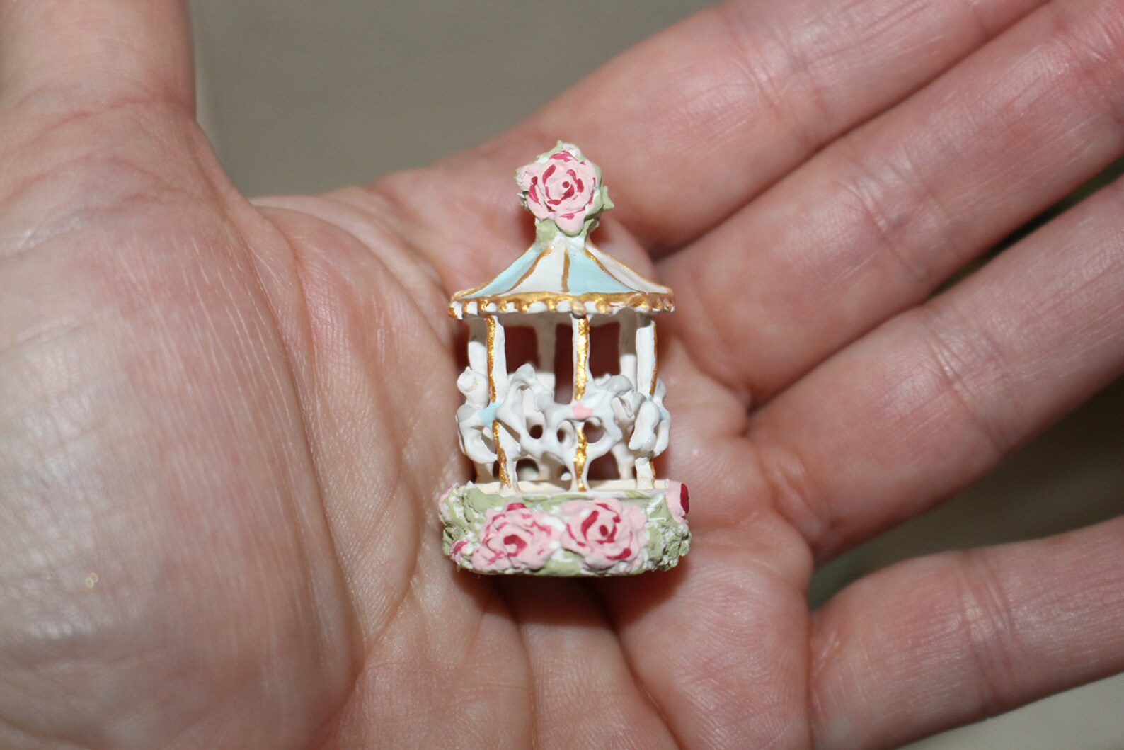 Miniature Carousel With Roses Victorian Hand-painted Shabby - Etsy