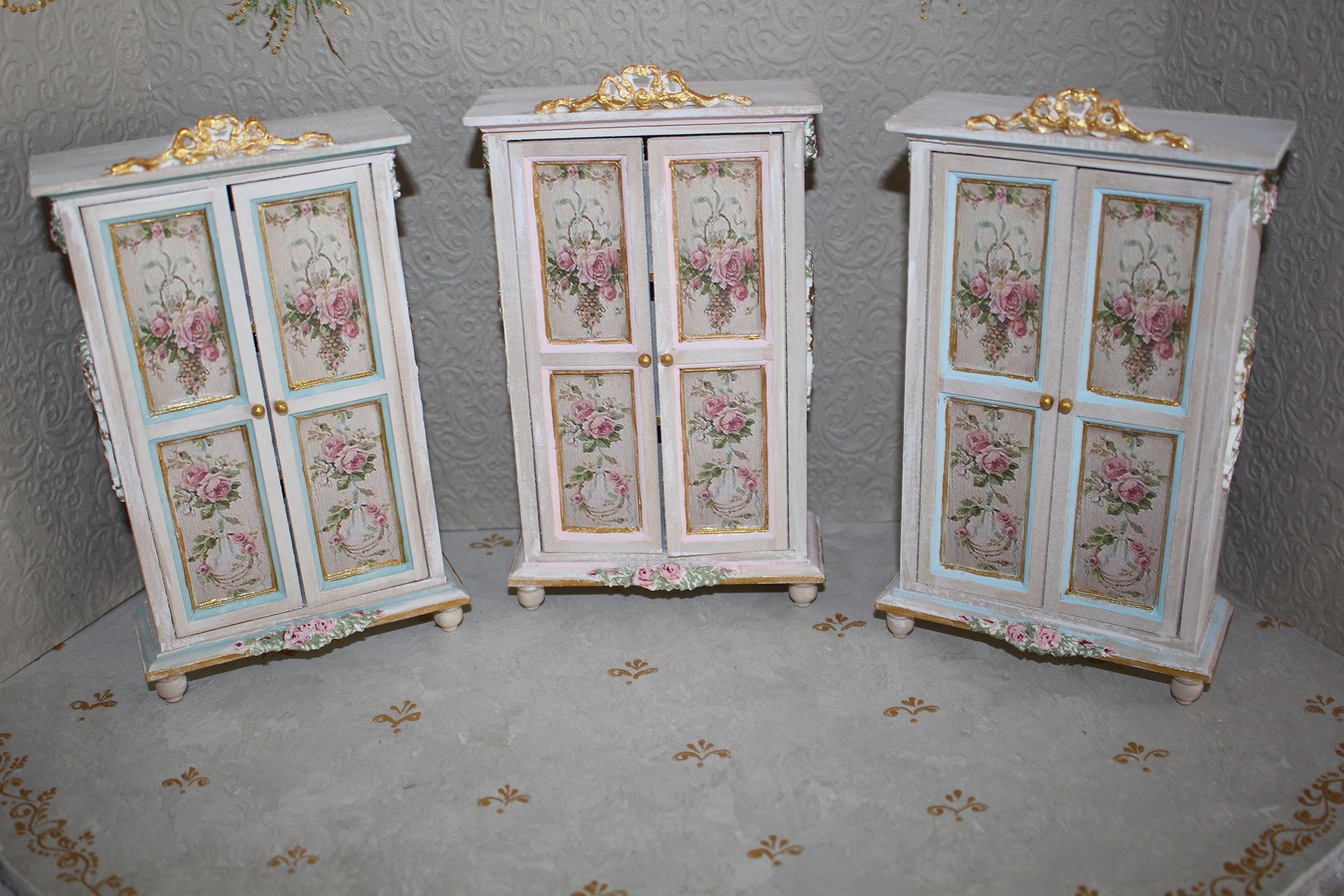 Miniature Cabinet Dollhouse Furniture Closet Hand-painted & - Etsy