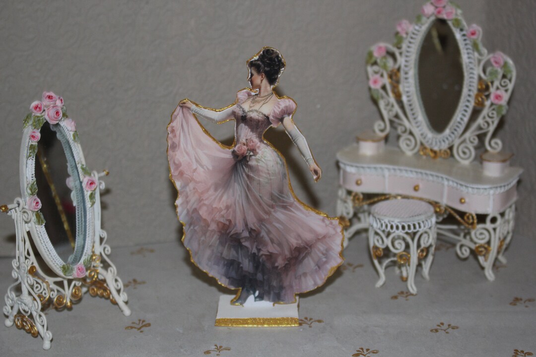 Miniature Doll Victorian Lady Doll Handmade Paper Doll Dollhouse 1:12 ...