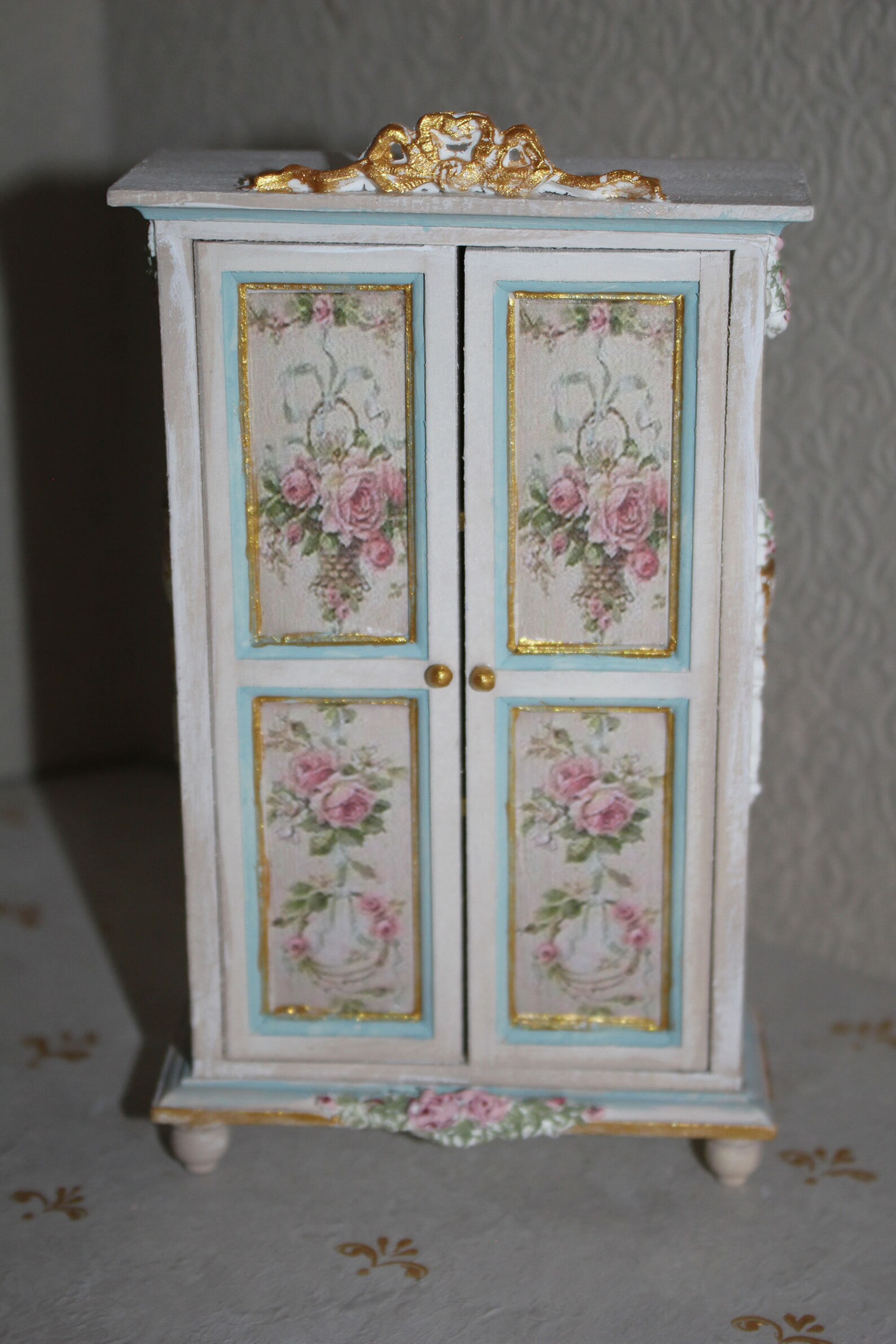 Miniature Cabinet, Dollhouse Furniture, Closet Hand-painted & Print ...