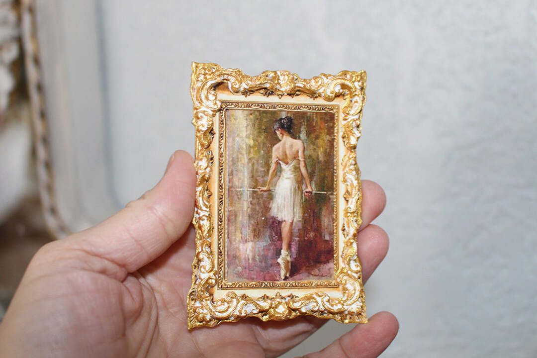 Miniature Ballerina Wall Plaque , Painting, Ballett Picture, Painting ...