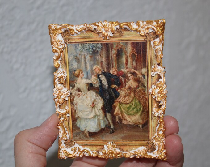 Miniature Wall Plaque Rococo Dancing Couples, 1700's Painting, Picture ...