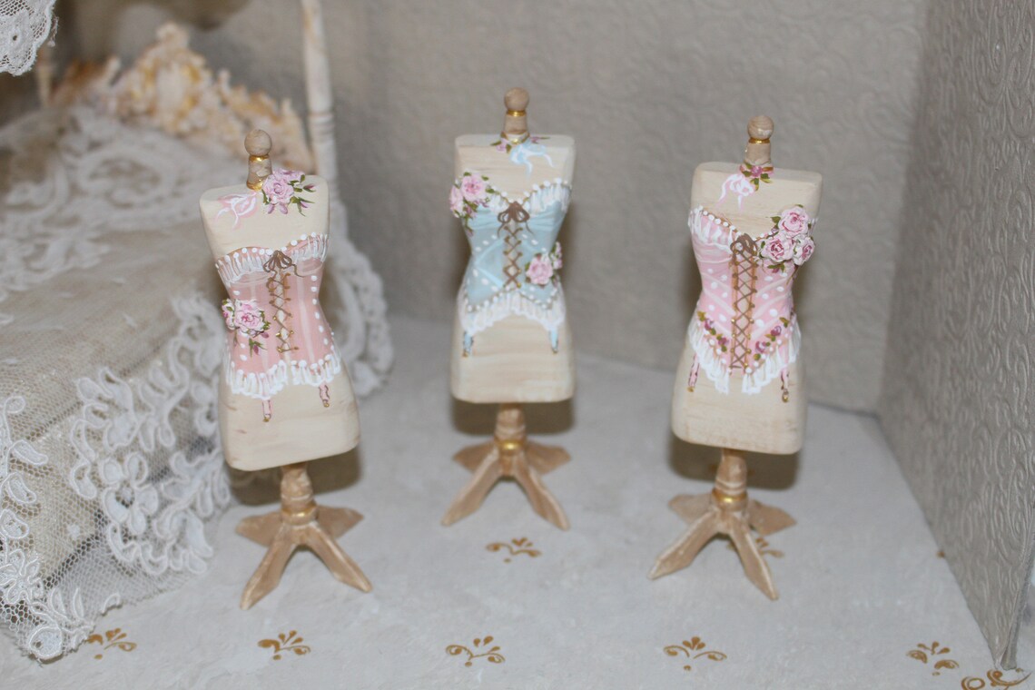 Miniature HAND-PAINTED Dress Form With Corset Display Bust | Etsy