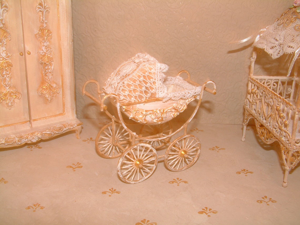 Dollhouse Furniture Miniature Stroller Miniature Carriage - Etsy