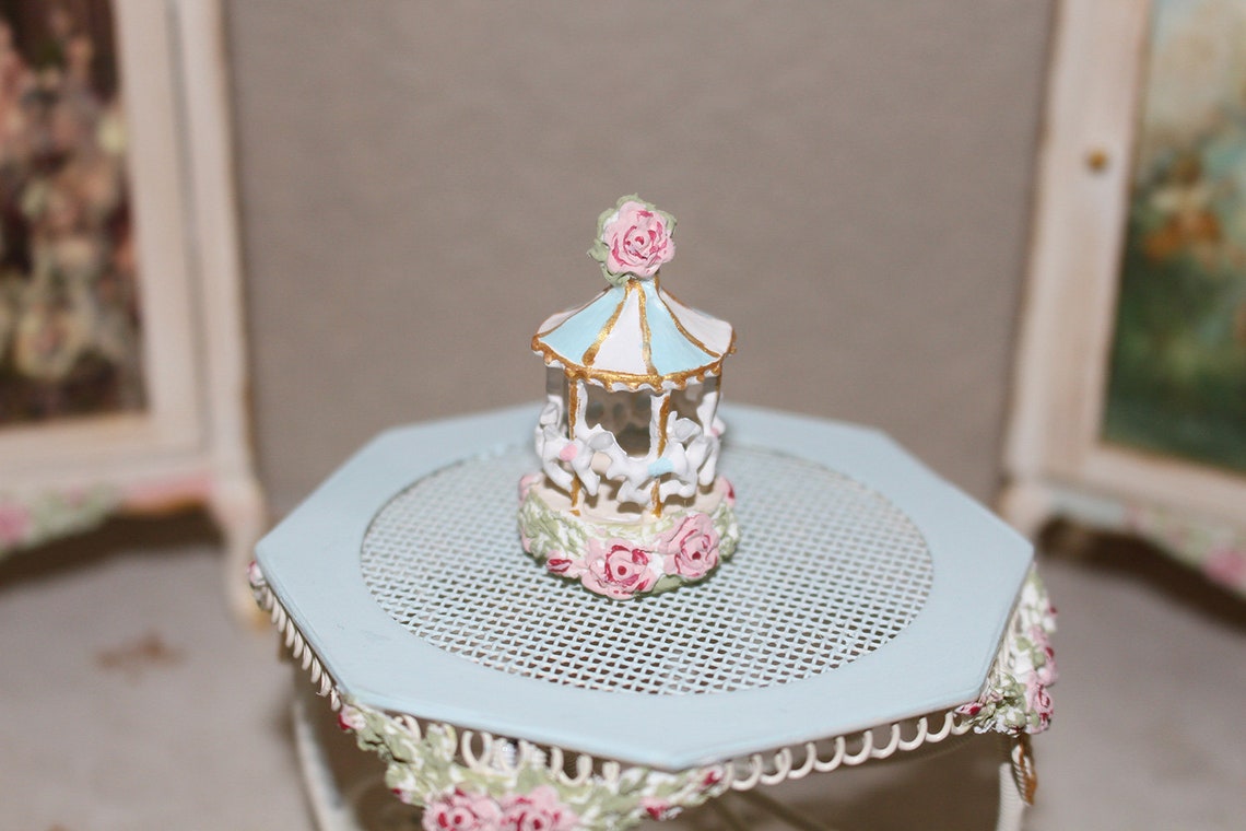 Miniature Carousel With Roses Victorian Hand-painted Shabby - Etsy