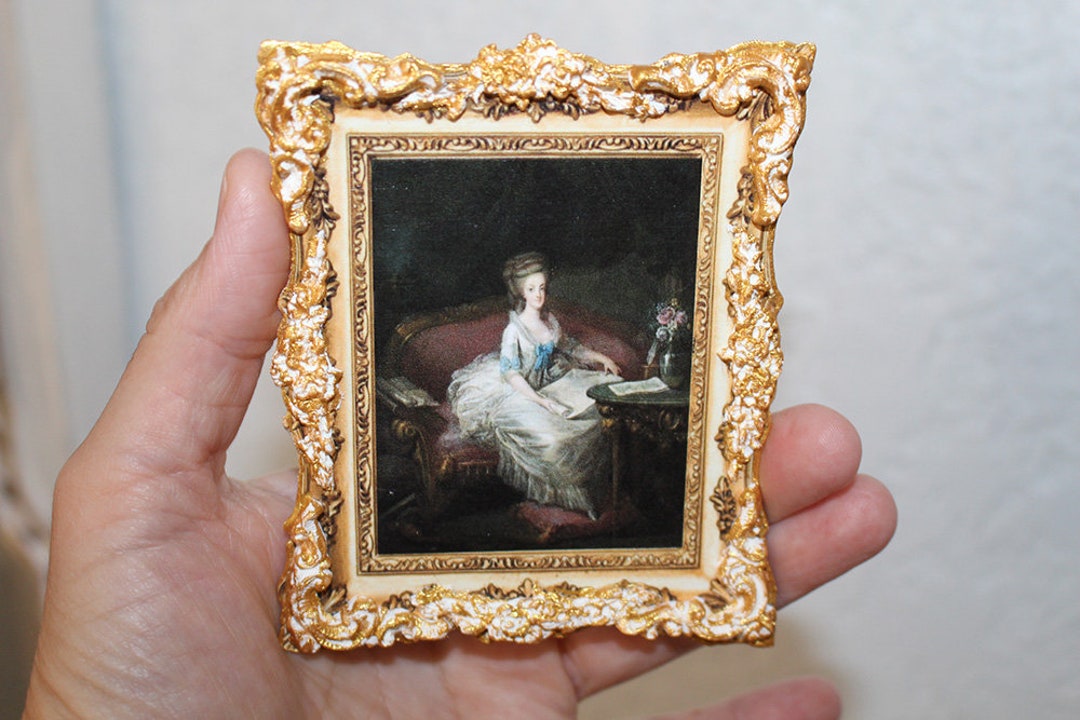 Dollhouse Furniture, Wall Plaque Marie Antoinette, Miniature Picture ...