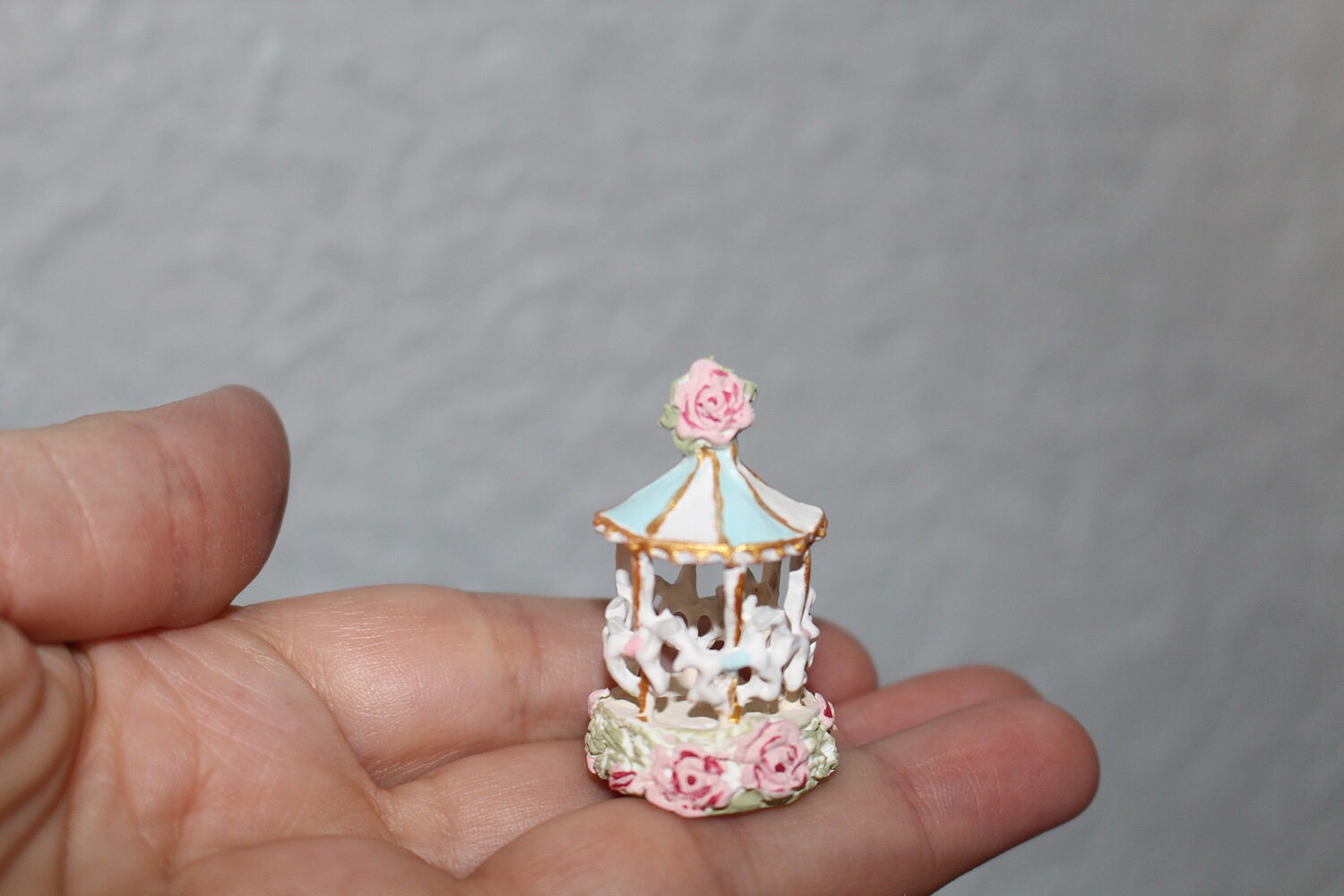 Miniature Carousel With Roses Victorian Hand-painted Shabby - Etsy