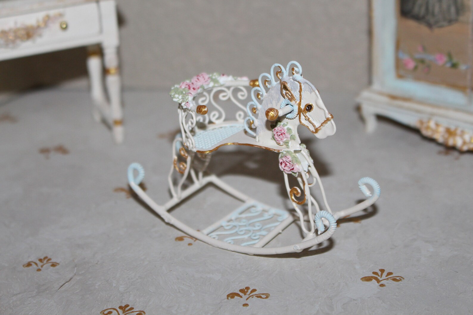 Miniature Rocking Horse Chair Dollhouse Furniture - Etsy