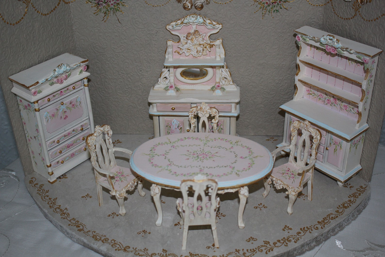 Miniature Cupboard Cabinet Dollhouse Furniture Hand-painted - Etsy