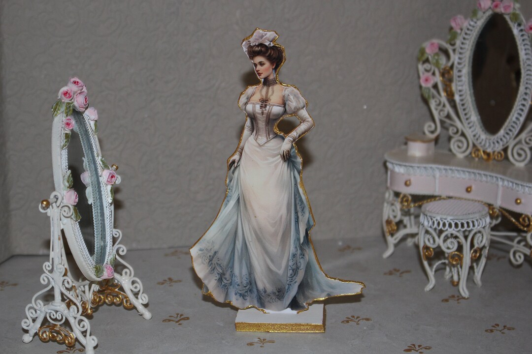 Miniature Doll Victorian Lady Doll Handmade Paper Doll Dollhouse 1:12 ...