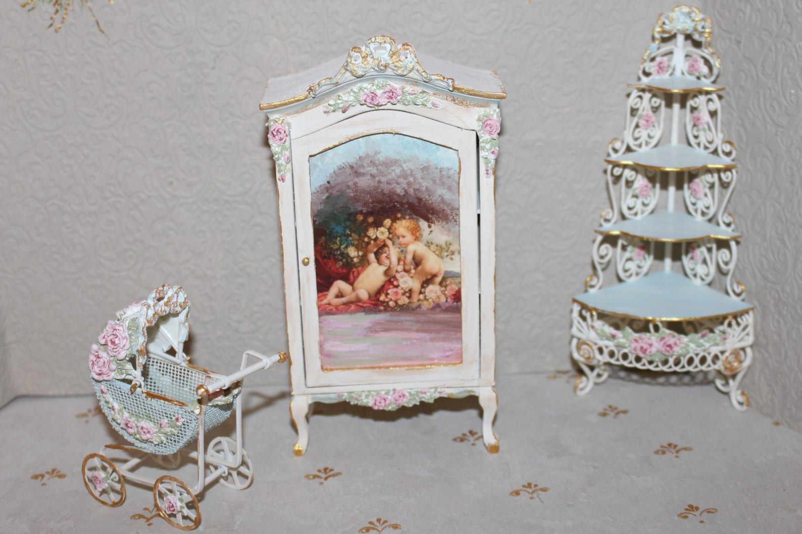 Dollhouse Furniture, Miniature Cabinet, 1/12 Scale Miniatures, French ...
