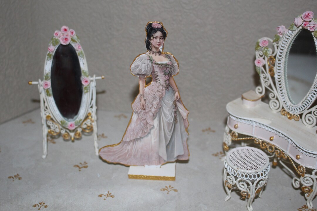 Miniature Doll Victorian Lady Doll Handmade Paper Doll Dollhouse 1:12 ...