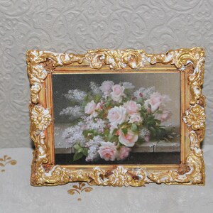 Dollhouse Furniture, Wall Plaque Roses, Miniature Picture, Painting ...
