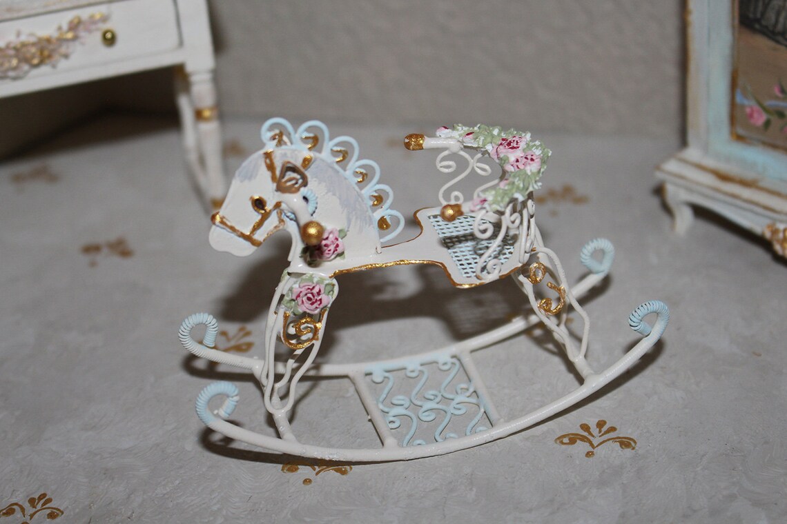 Miniature Rocking Horse Chair Dollhouse Furniture - Etsy