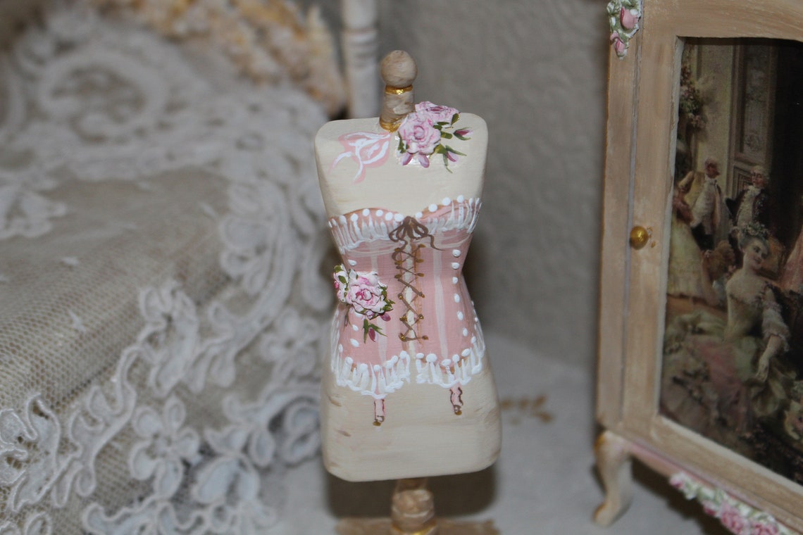 Miniature HAND-PAINTED Dress Form With Corset Display Bust | Etsy