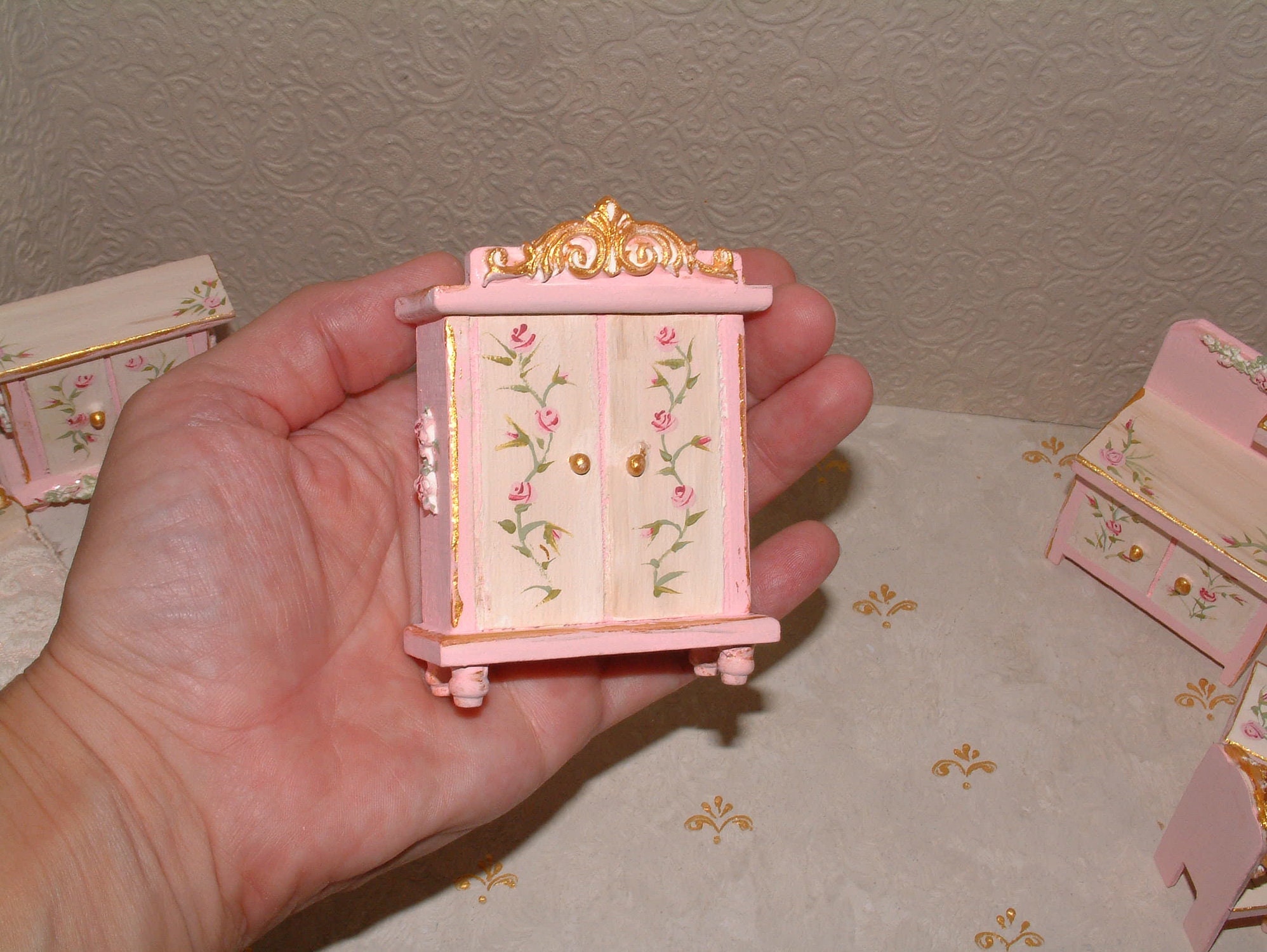 Miniature Cabinet Dollhouse Furniture Hand-painted With - Etsy