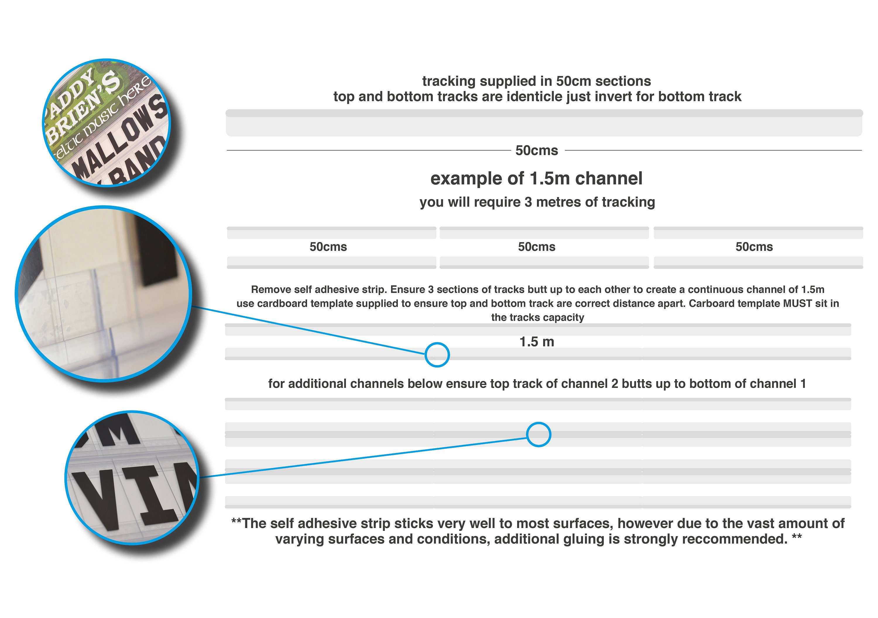 Stickable Double Capacity Tracking for Letters, Moveable Wall Lettering ...
