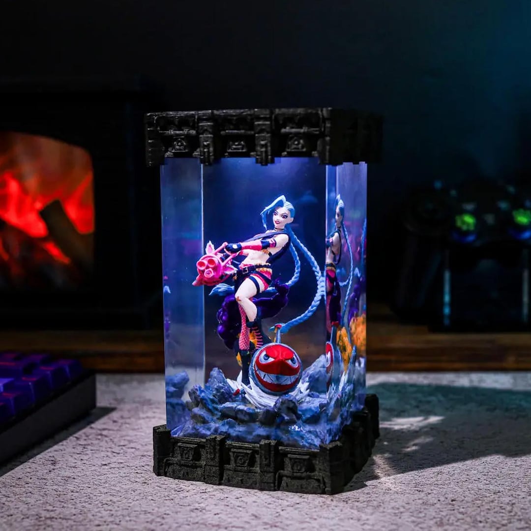 Jinx Arcane Epoxy Resin Wood Lamp, Diorama, Gaming Decor, Gift for Her ...
