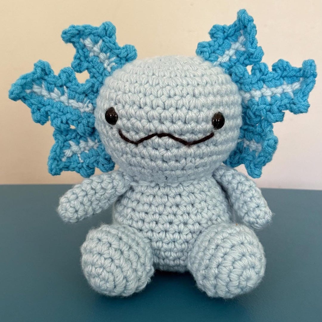Hand Crochet Axolotl Plush, Premium Yarn Stuffed Animal - Etsy
