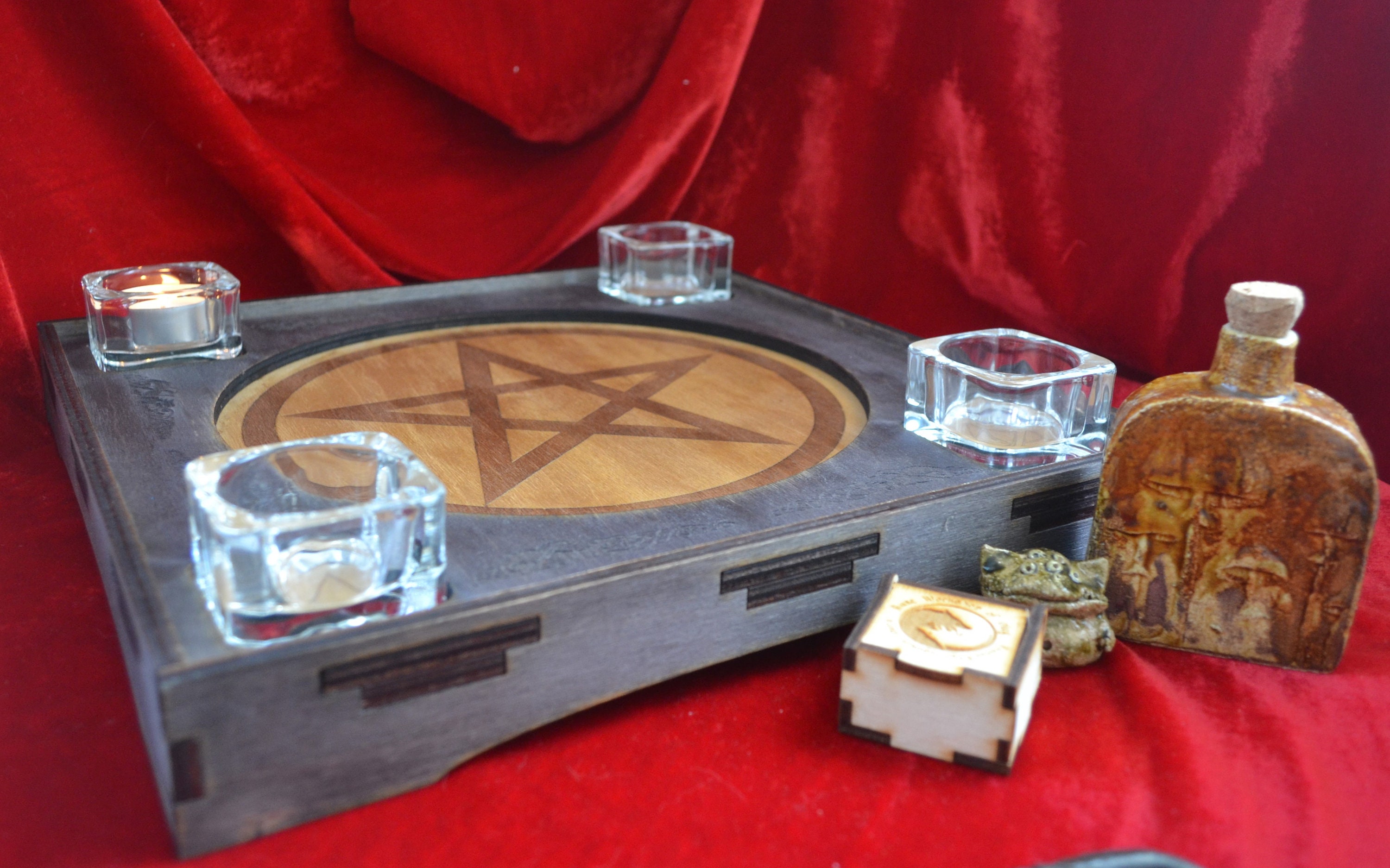 Pentagram wiccan Altar table. Wooden Portable altar. Pentacle | Etsy