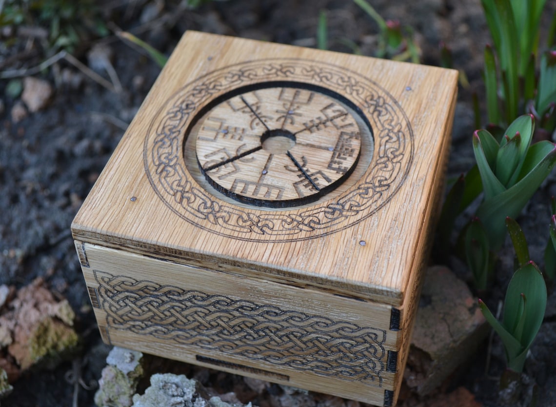 Viking box with Vegvisir. Viking Secret Box. Hidden lock box. | Etsy