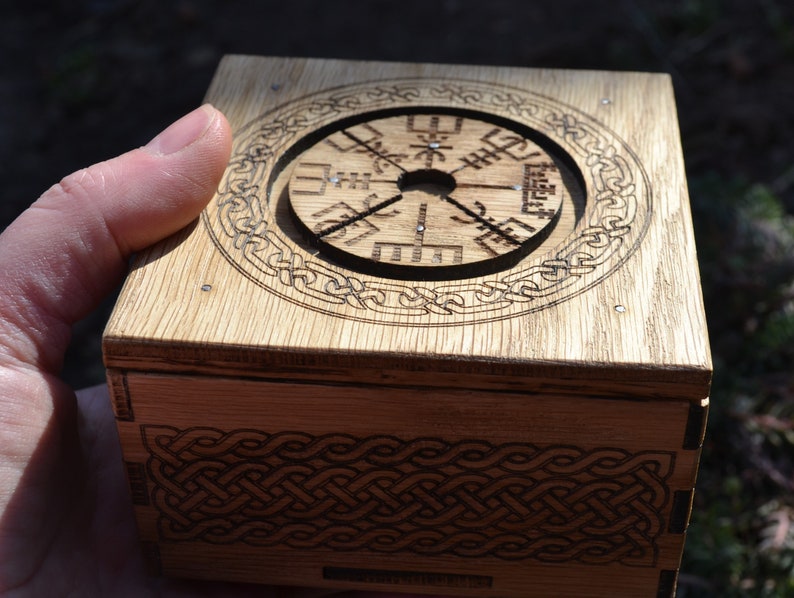 Viking box with Vegvisir. Viking Secret Box. Hidden lock box. | Etsy