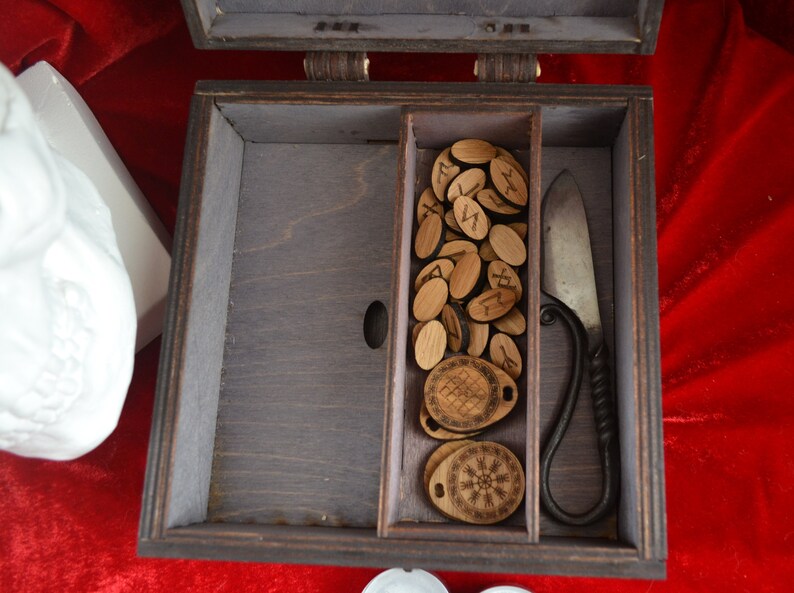 Viking Box with hidden compartments. Black wooden jewelry box | Etsy