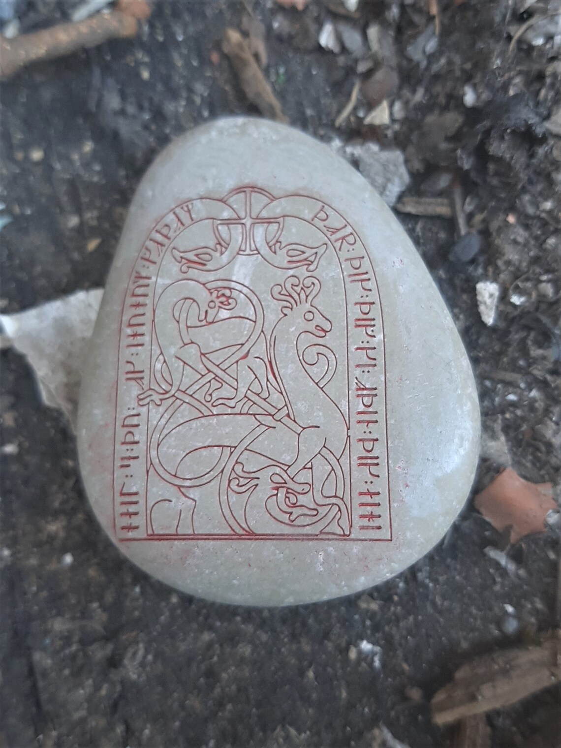 Rune stone. Viking stone with runic inscription. Viking runes. | Etsy