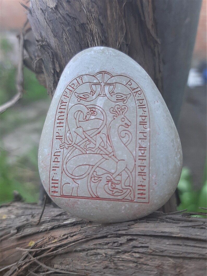 Rune stone. Viking stone with runic inscription. Viking runes. | Etsy