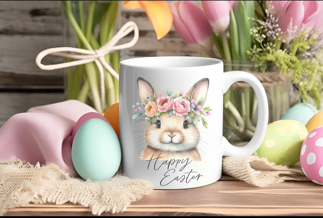Spring Mug | Bunny Mug | Rabbit Mug| Floral Easter Mug | Bunny Lover ...