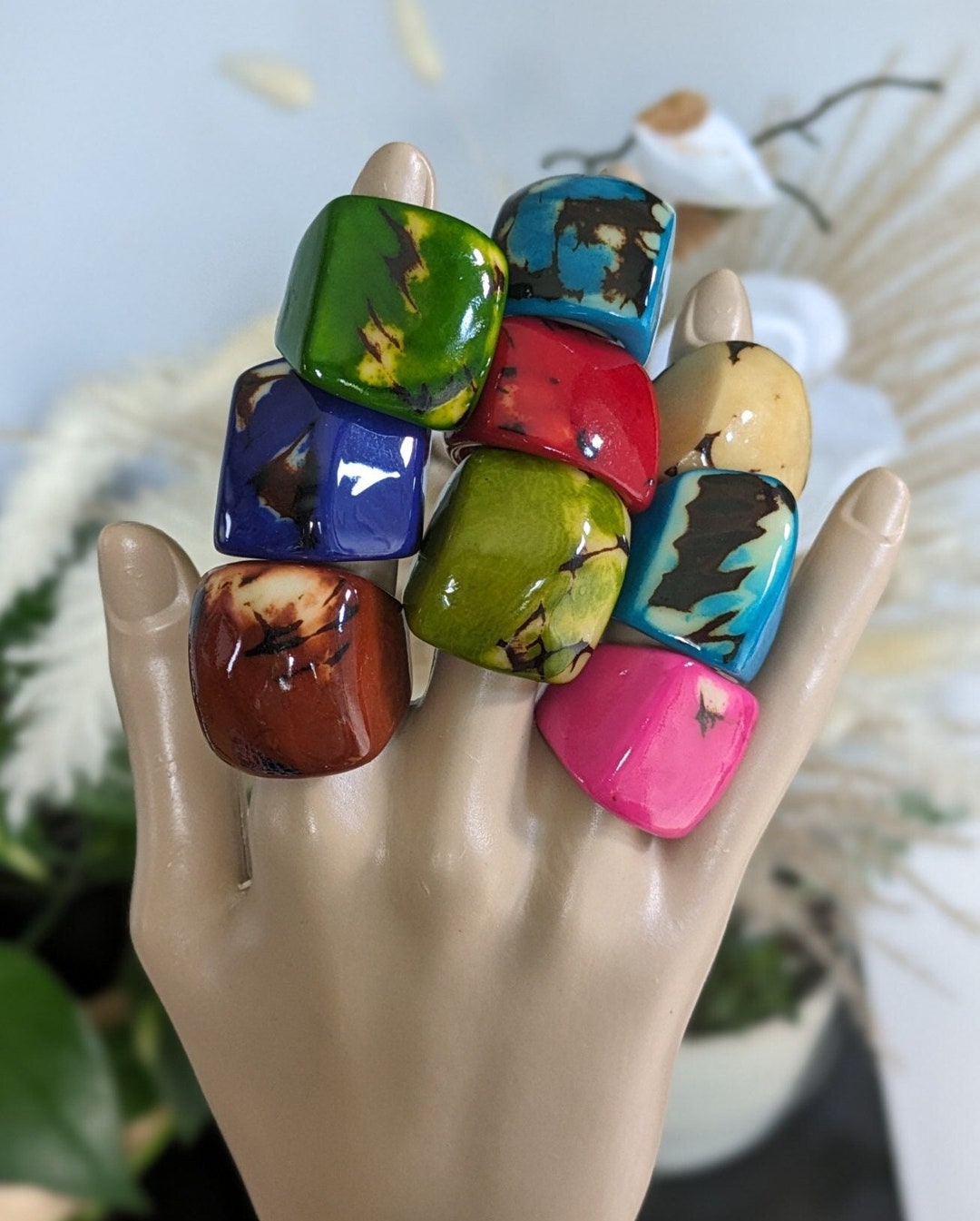 Organic Jewelry Tagua Nut Ring | Ecofriendly Handmade Unique Statement ...