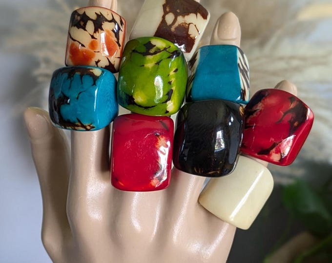 Elegant Brown Ring. Tagua Nut Cocktail Ring . Statement Brown Ring ...