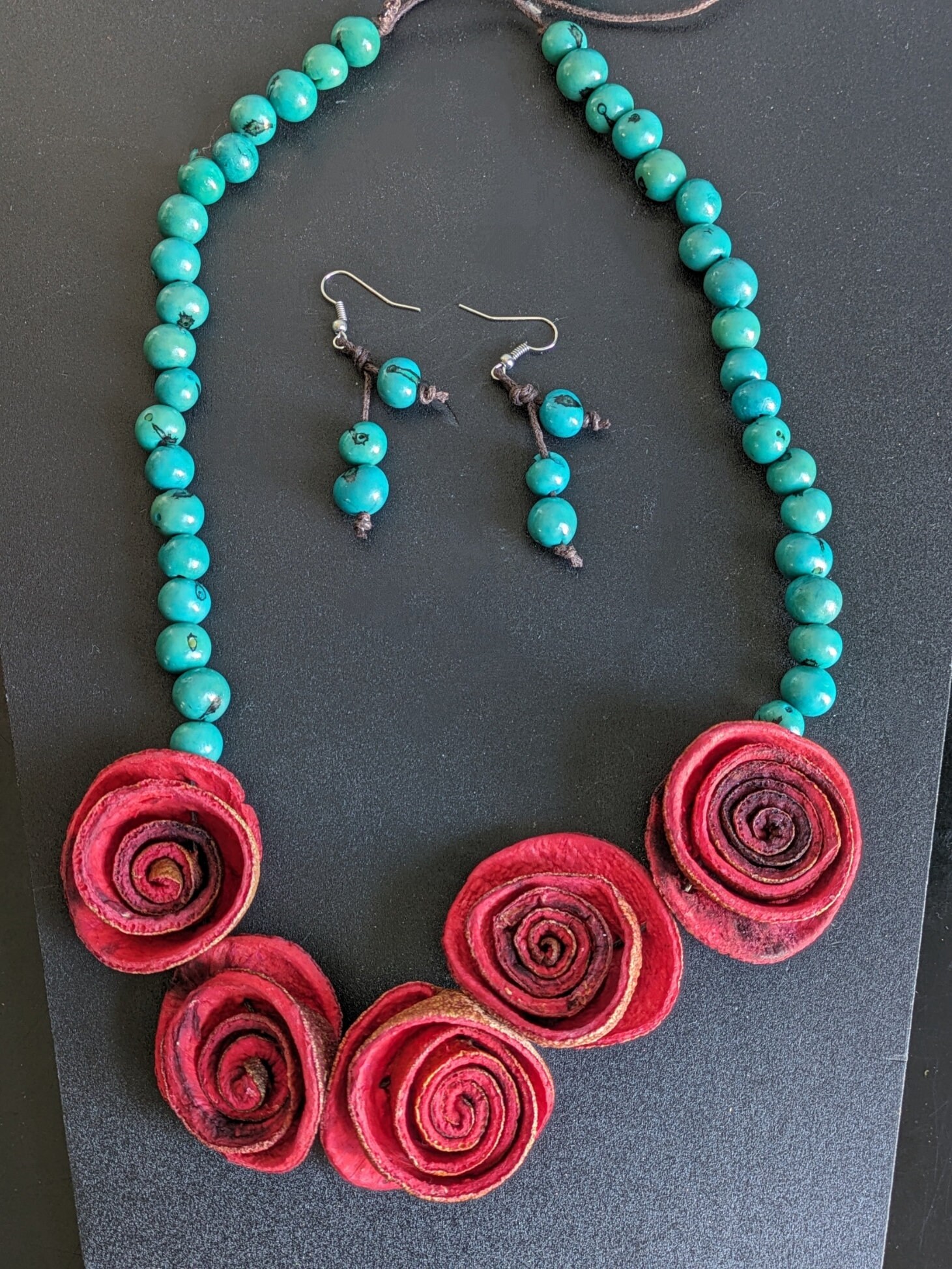 Orange Peel Necklace Set, Orange Peel Roses Extra Long Adjustable ...