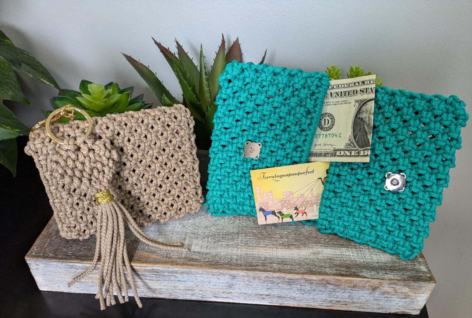 Handmade Macrame Wallet, Boho Chic Coin Purse Clutch, Woven Clutch ...