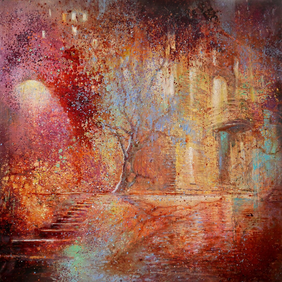 Evening Halftones oil Painting Abstract Office Painting Wall Art Large ...