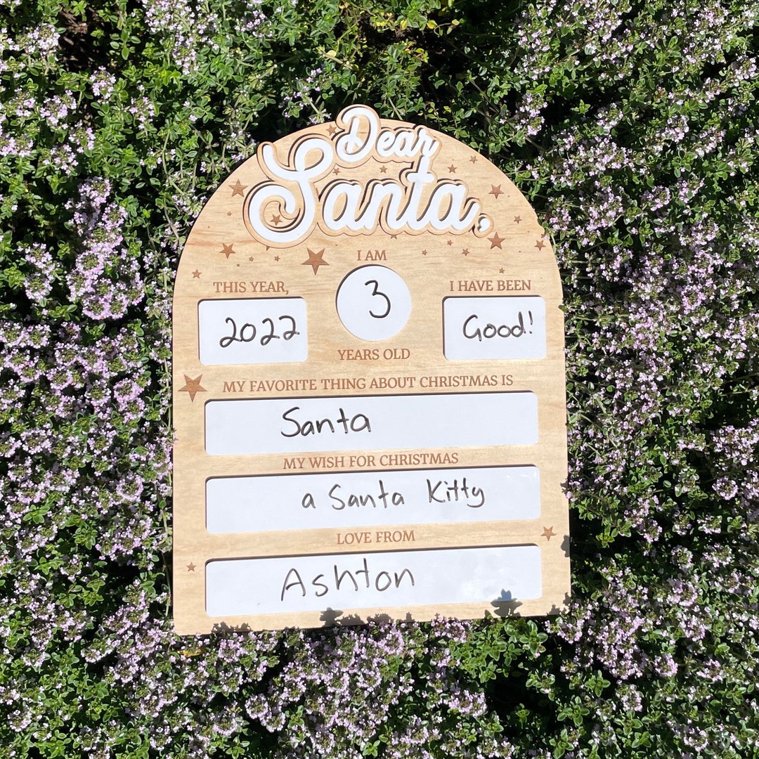 Laser Engraved Dear Santa Sign ~ Christmas Photo Prop - Etsy