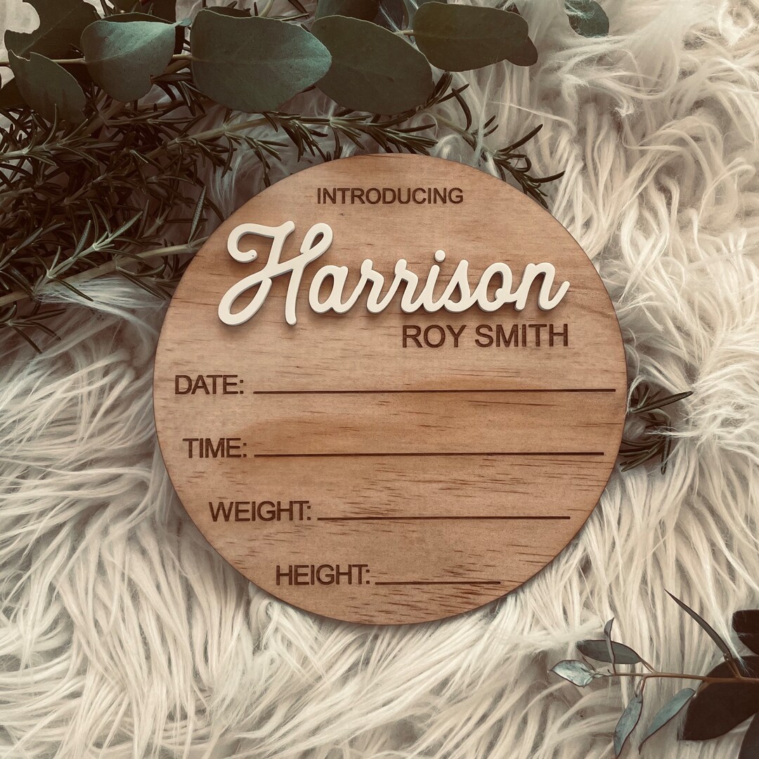 Wooden Birth Plaque Birth Announcement Plaque Nursery Decoration Baby ...