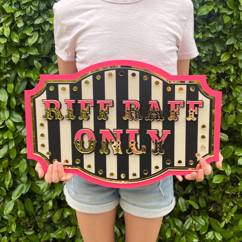 Riff Raff Only Wall Sign | 3D Layered Acrylic With Mirror Gold ...