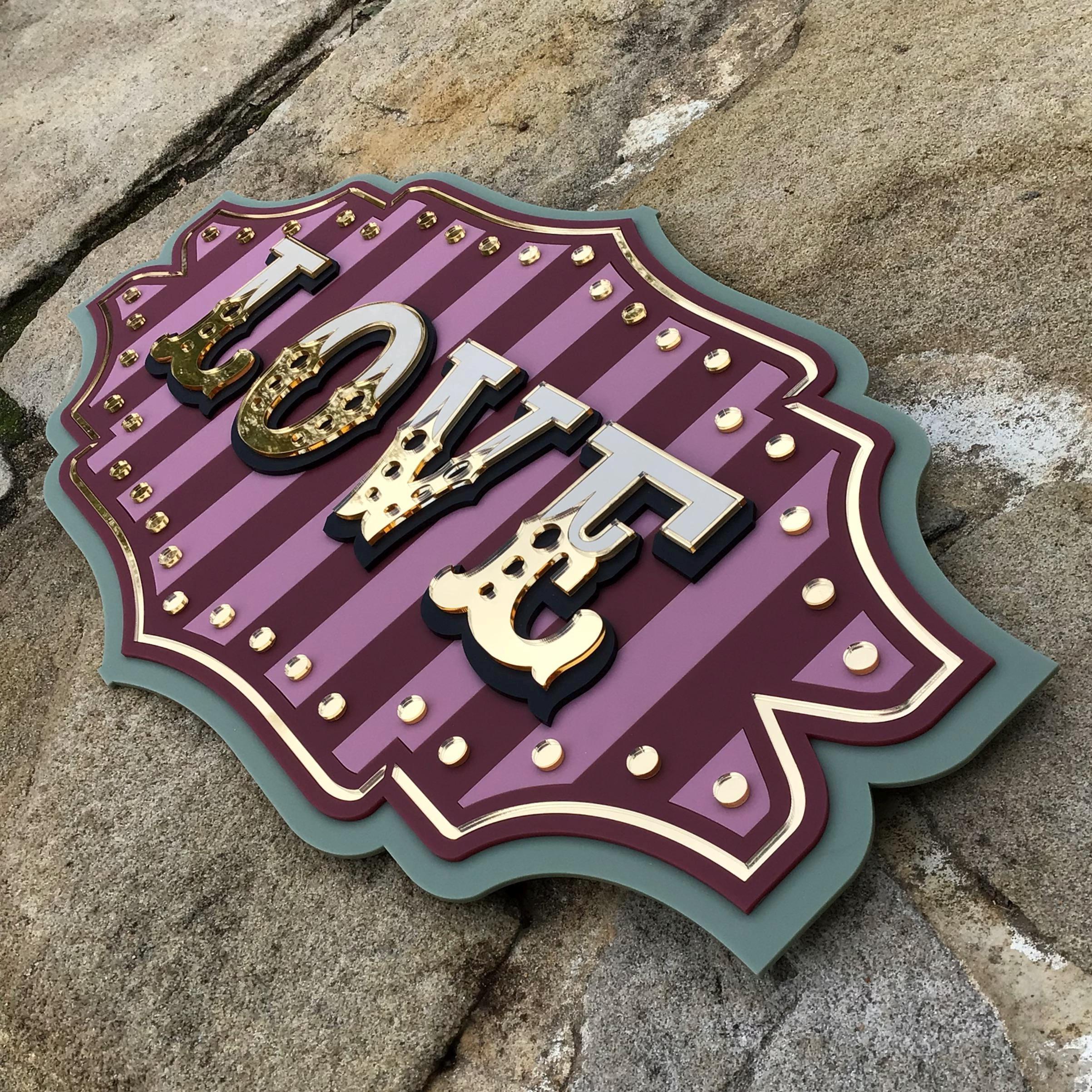Love Marquee Wall Sign | 3D Layered Acrylic With Mirror Gold | Vintage ...