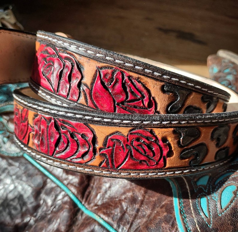 Custom Tooled Leather Belt - Etsy