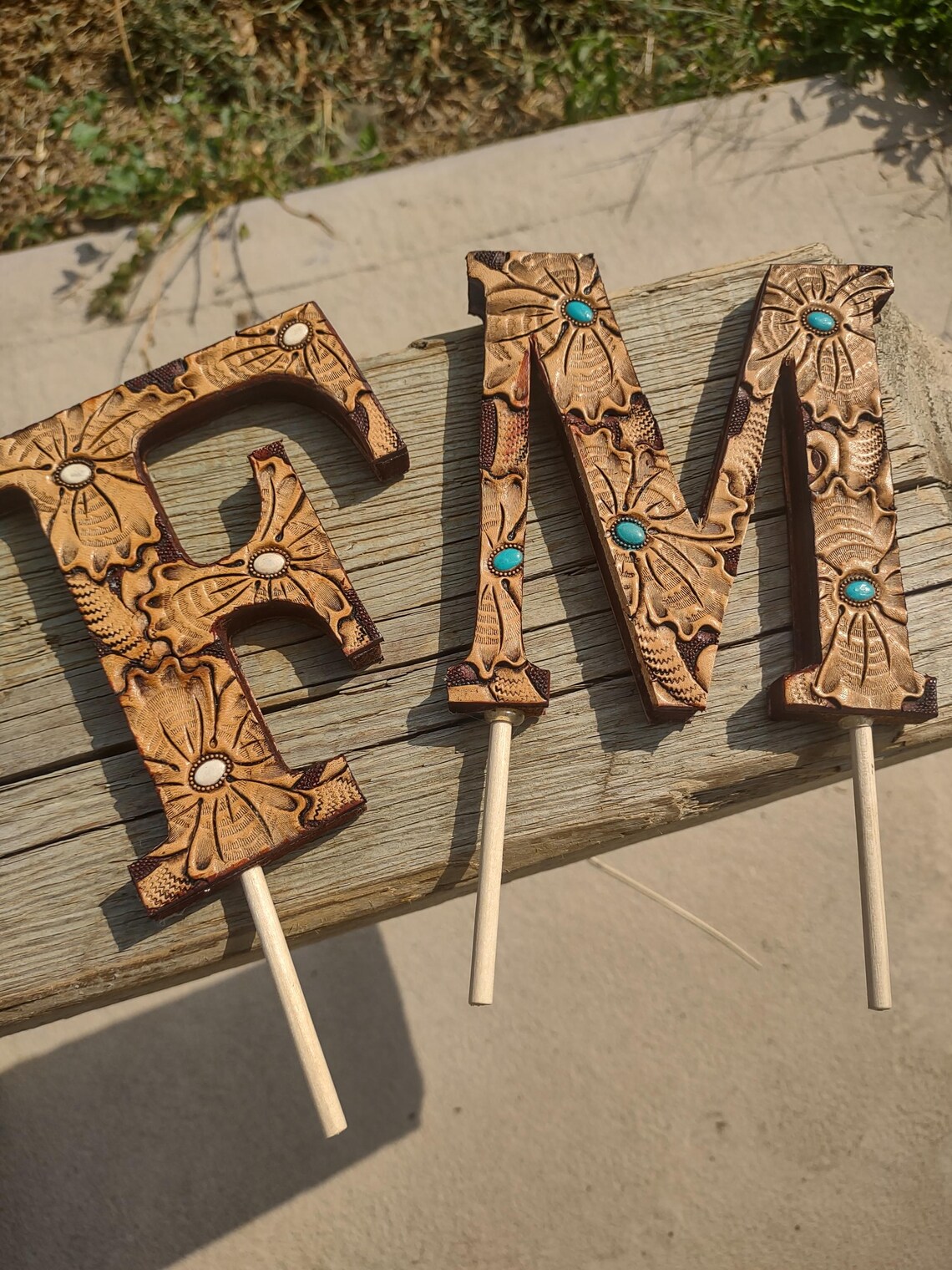 Tooled Leather Cake Topper - Etsy