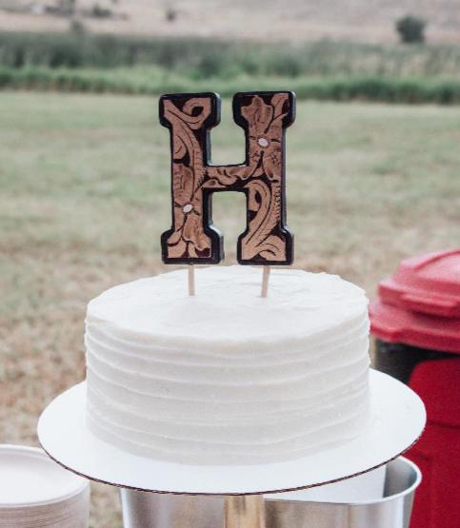 Tooled Leather Cake Topper - Etsy