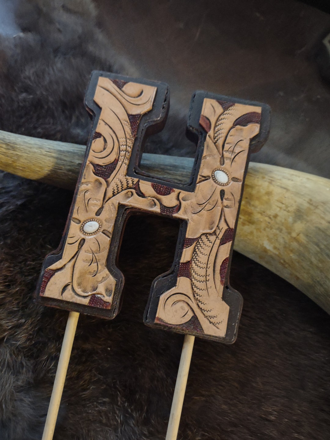 Tooled Leather Cake Topper - Etsy