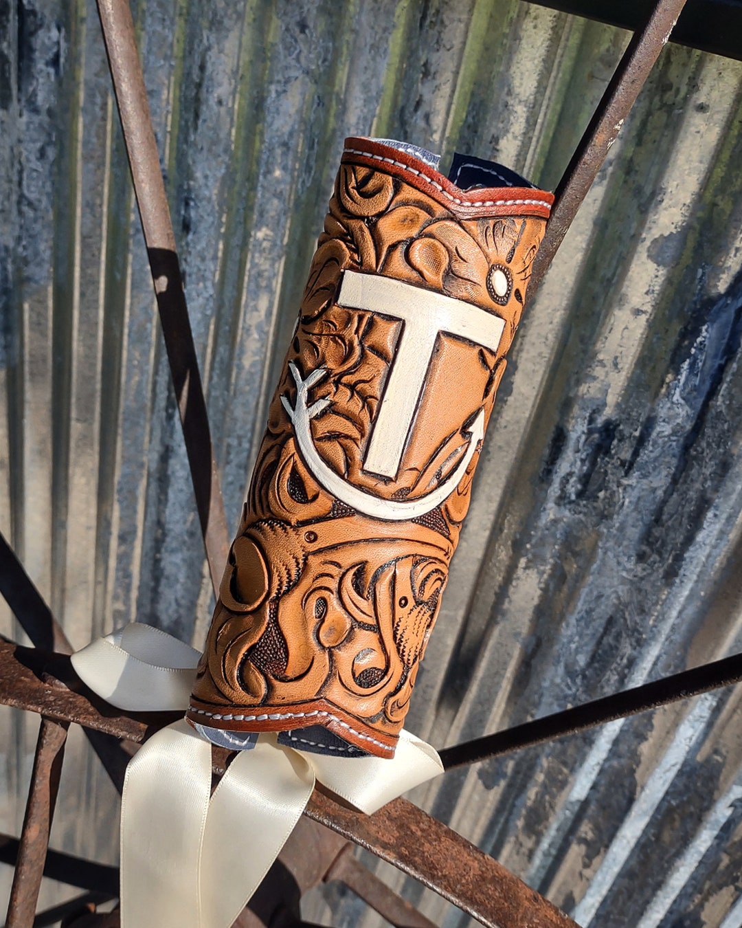 Tooled Leather Bouquet Wrap - Etsy