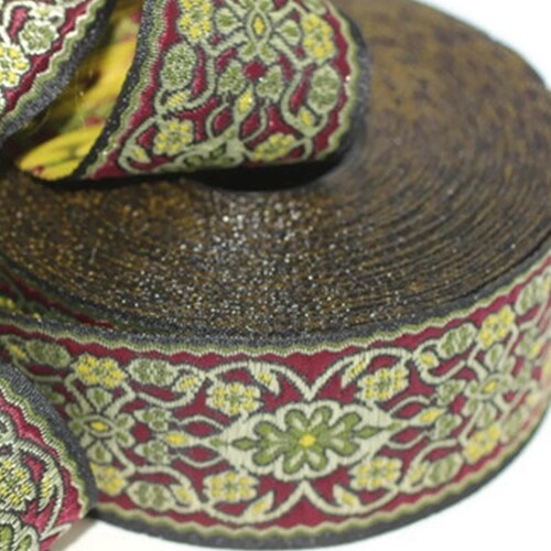 35 Mm Red Medieval Motive Ribbon 1.37 Inches Renaissance | Etsy