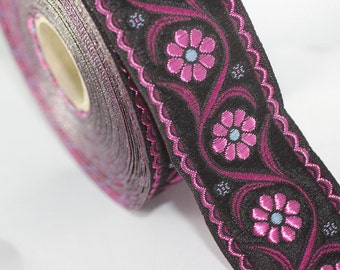 22 mm purple Floral Embroidered ribbon 0.86 inches Vintage | Etsy
