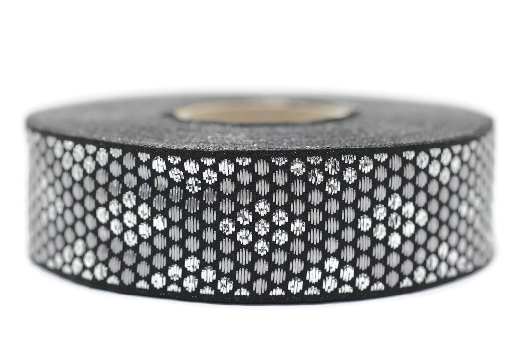 22 Mm Silvery Metallic Ribbon (0.86 Inches), Chevron Trim, Jacquard ...