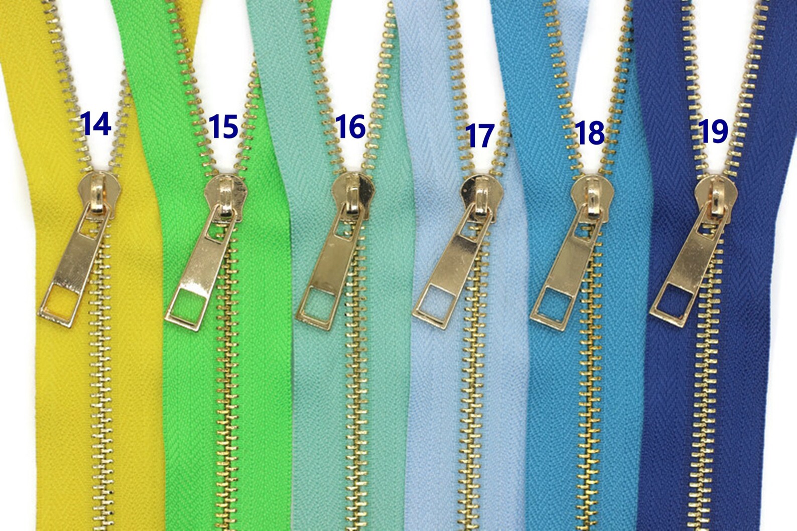 Metal Zippers With Gold Brass Teeth, Tip #5, 18-100cm (7-40inc, Bag ...