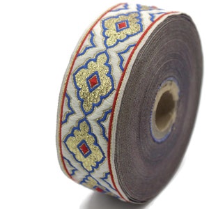 35 Mm Blue/white Embroidered Ribbon, Jacquard Ribbons (1.37 Inch ...