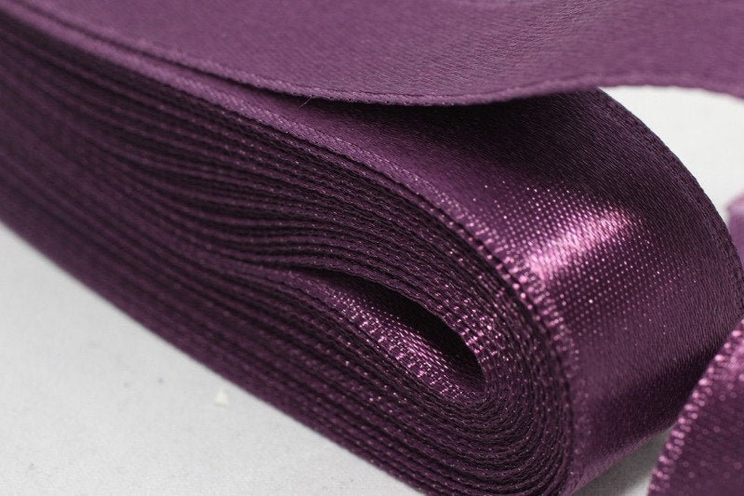 10 Meters (10.90 Yrds) Dark Purple Satin Ribbon, Double Sided Ribbon ...